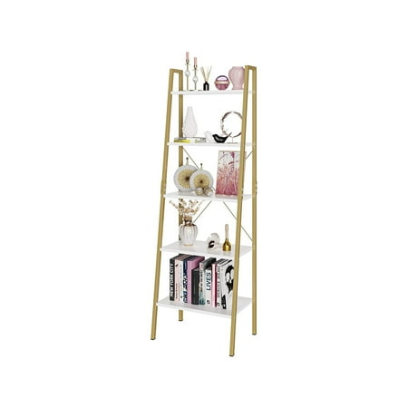 Homfa 5 Tier Gold Bookshelf, Modern Ladder Storage Shelf with Metal ...