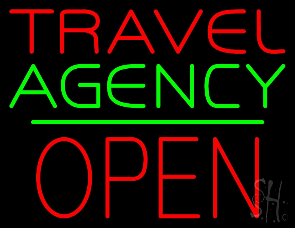 Travel Agency Open Block Green Line LED Neon Sign 24 x 31 - inches ...