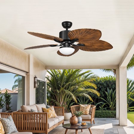 ModFusion Modern Brown Walnut Ceiling Fan with LED Light - Reversible ...