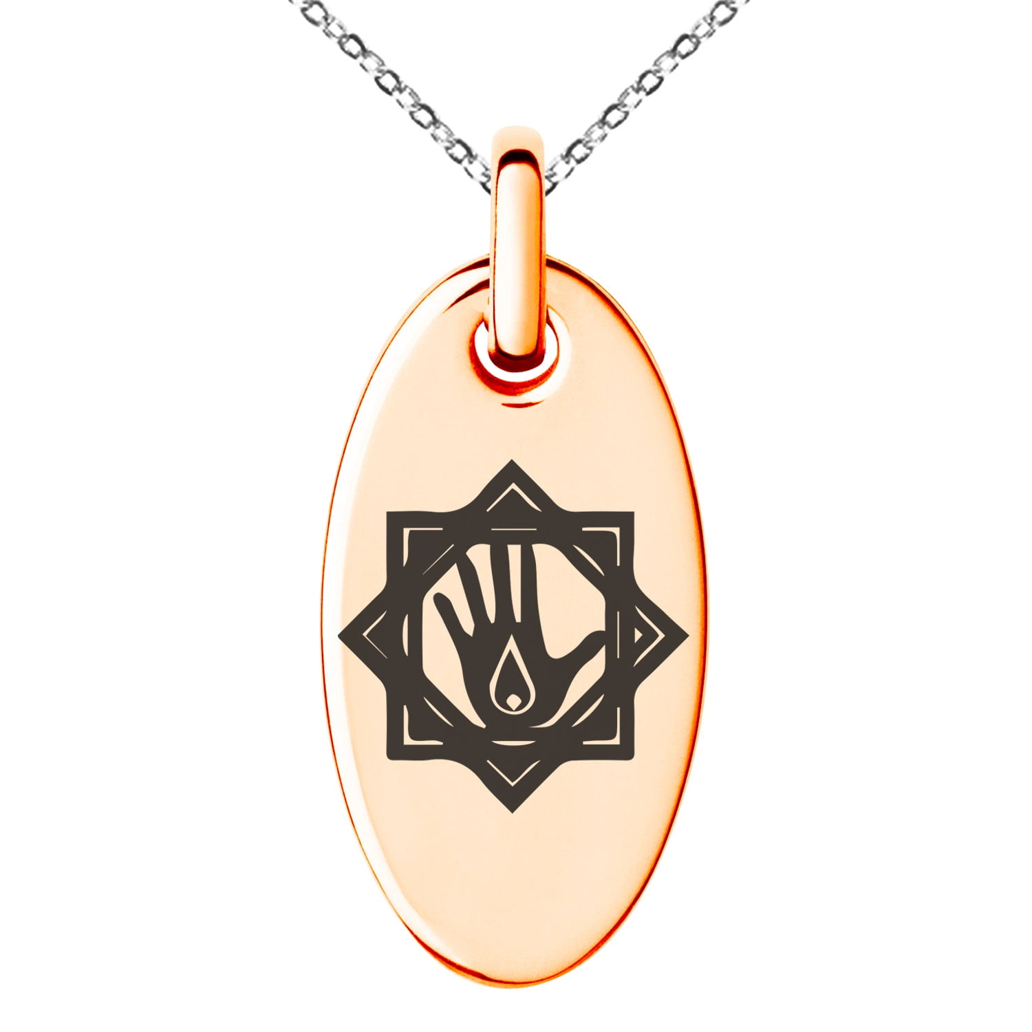 Stainless Steel Blood Magic Rune Engraved Small Oval Charm Pendant ...