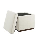 Linon Lexington Cream Sherpa Upholstered Square Storage Ottoman with ...