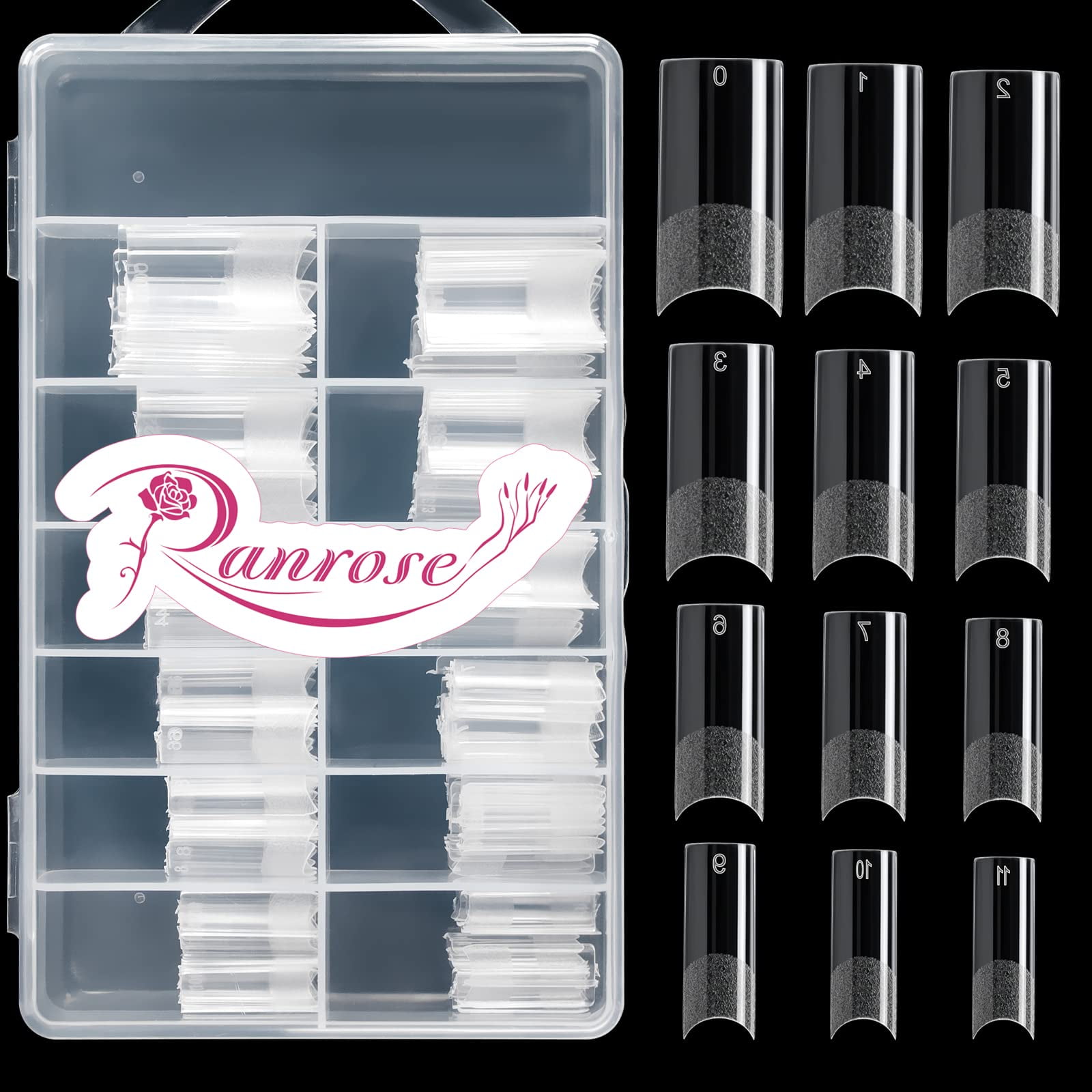 Ranrose 240PCS Long Half Cover Nail Tips C Curve,Long Straight Half ...