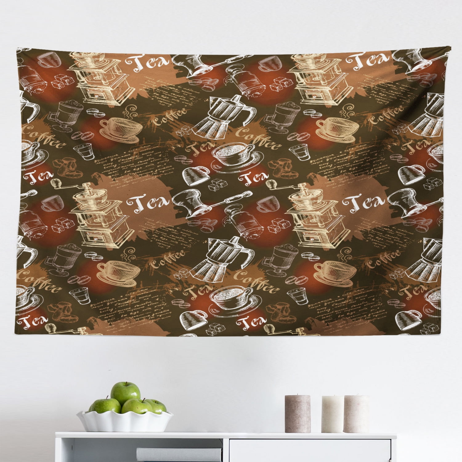Modern Tapestry, Coffee Themed Words Macchiato Mocha Americano Breve ...
