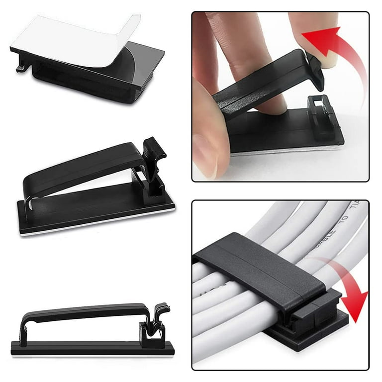 20 Pcs Cable Clips Adhesive Cable Management Wire Clip Self Adhesive Cable Clips Cable Organizer Clip Cable Fixers Cable Organizers Cable Tidy Clips
