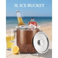 3 Liters Ice Bucket, Double Wall Stainless Steel, Insulated Ice Bucket ...