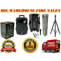 PRO 15" 4000W Bluetooth DSP FM Radio USB Portable PA DJ Speaker & Stand ...