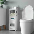 Slim Bathroom Floor Cabinet with 2 Storage Cabinet, Free Standing ...