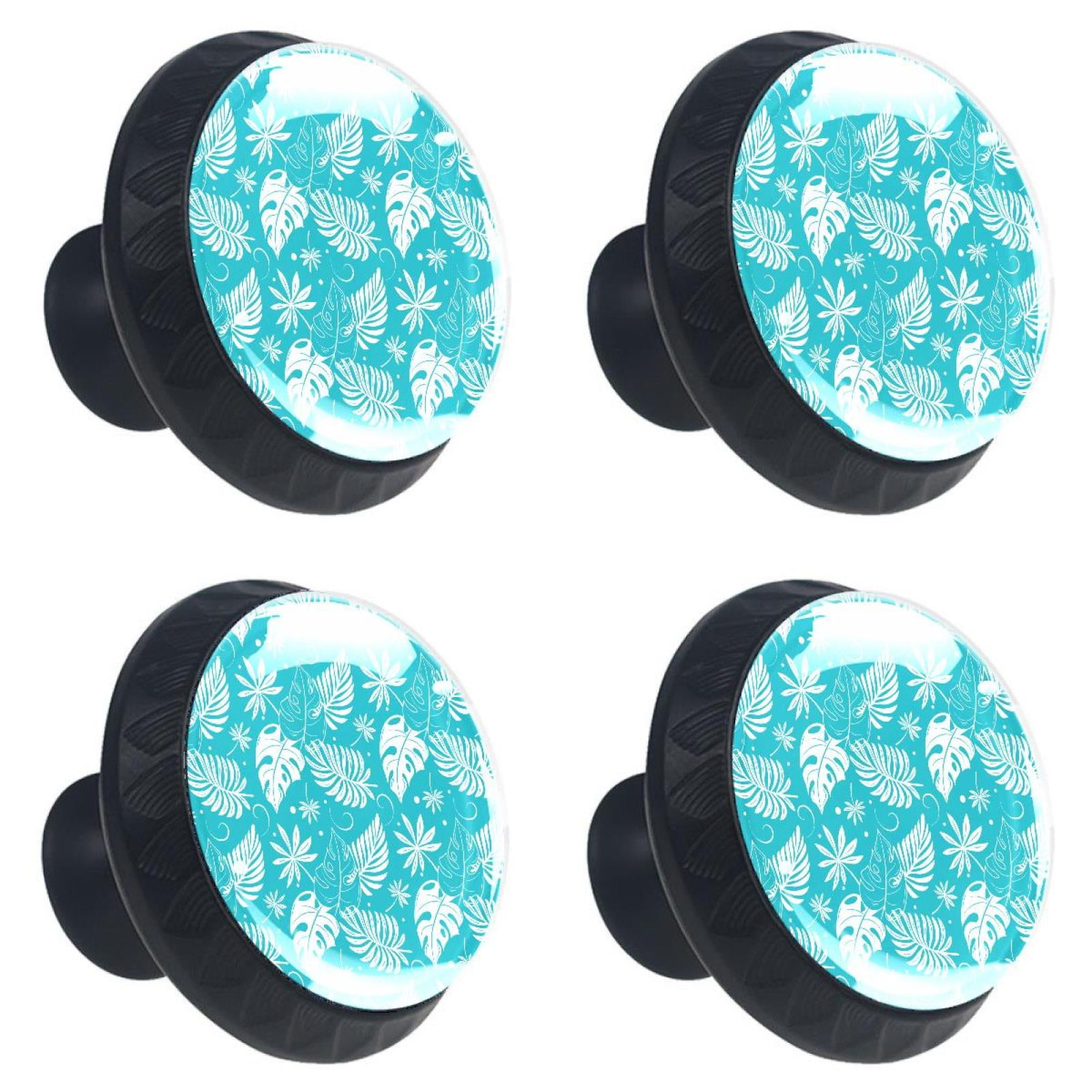4 Pcs Leaf Tropical Turquoise Knobs for Kitchen Cabinet Cupboard ...