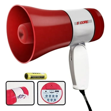 5 Core Megaphone Bullhorn Speaker 30W Bull Horn Rechargeable Mini Cheer ...