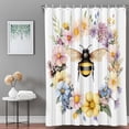 Bathroom Shower Curtain Colorful Flower Wreath Bee Waterproof Shower ...