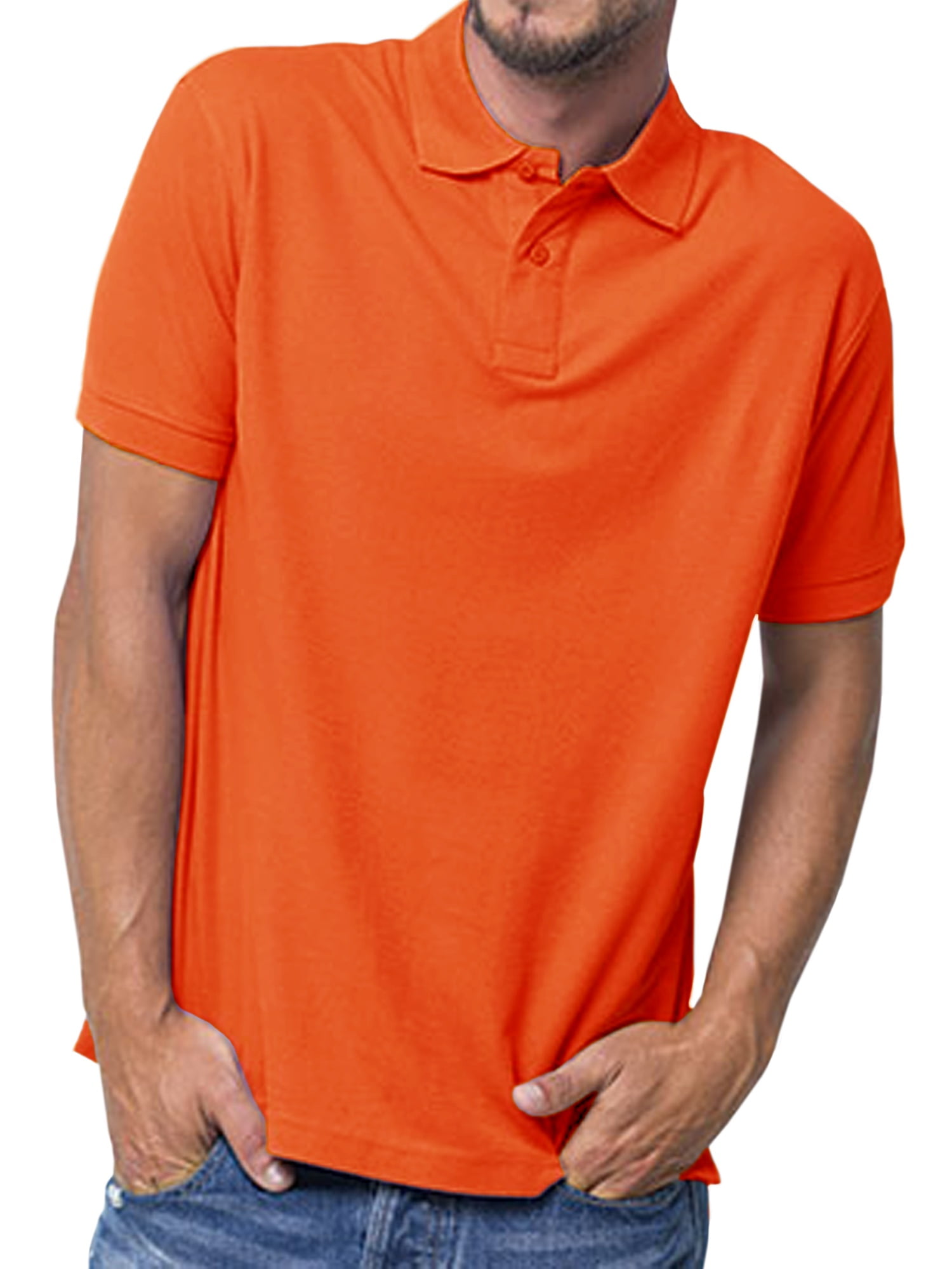 Basico (Orange) Polo Collared Shirts For Women 100% Cotton Short Sleeve ...