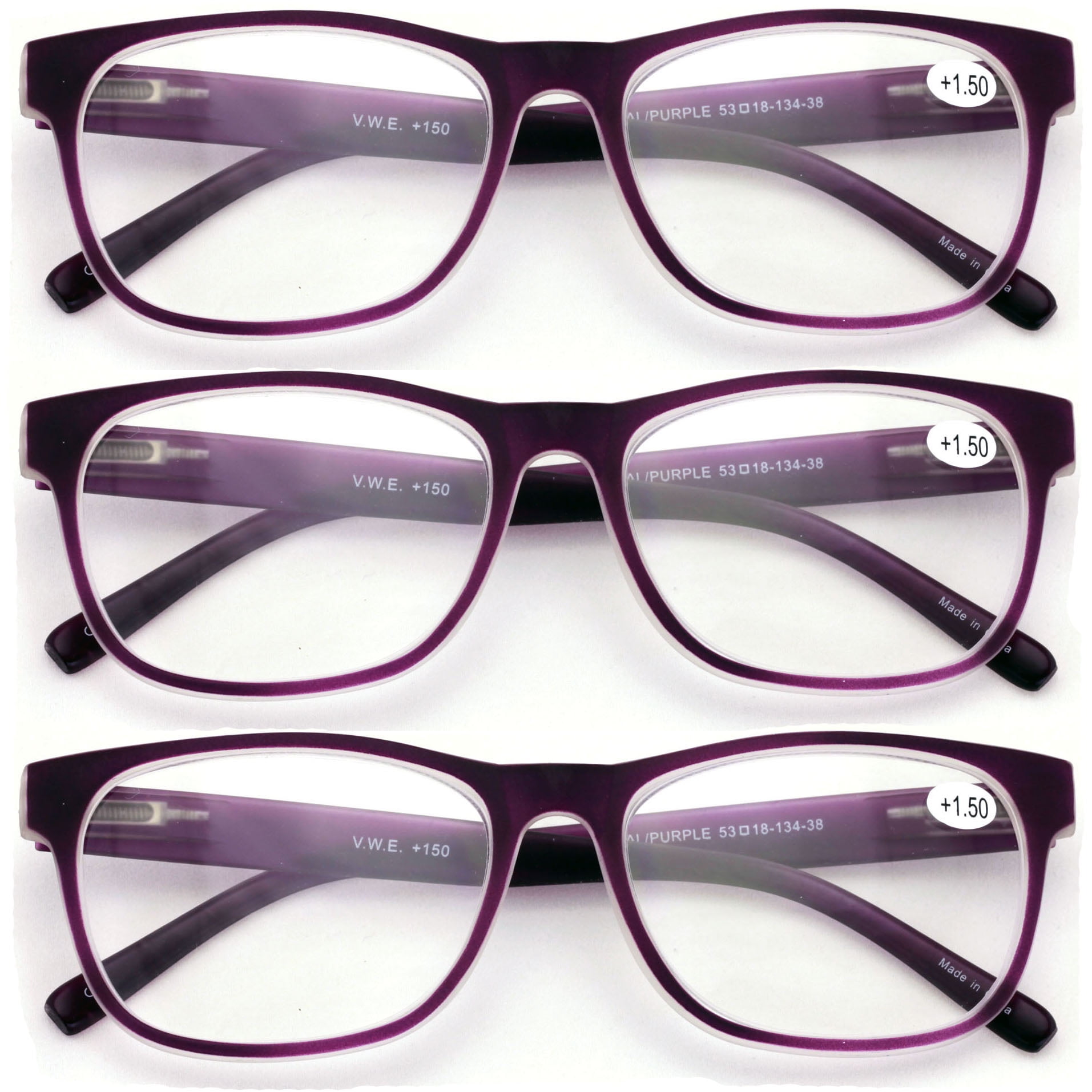 3 Pairs Matte Translucent Classic Lightweight Reader - Spring Hinge ...