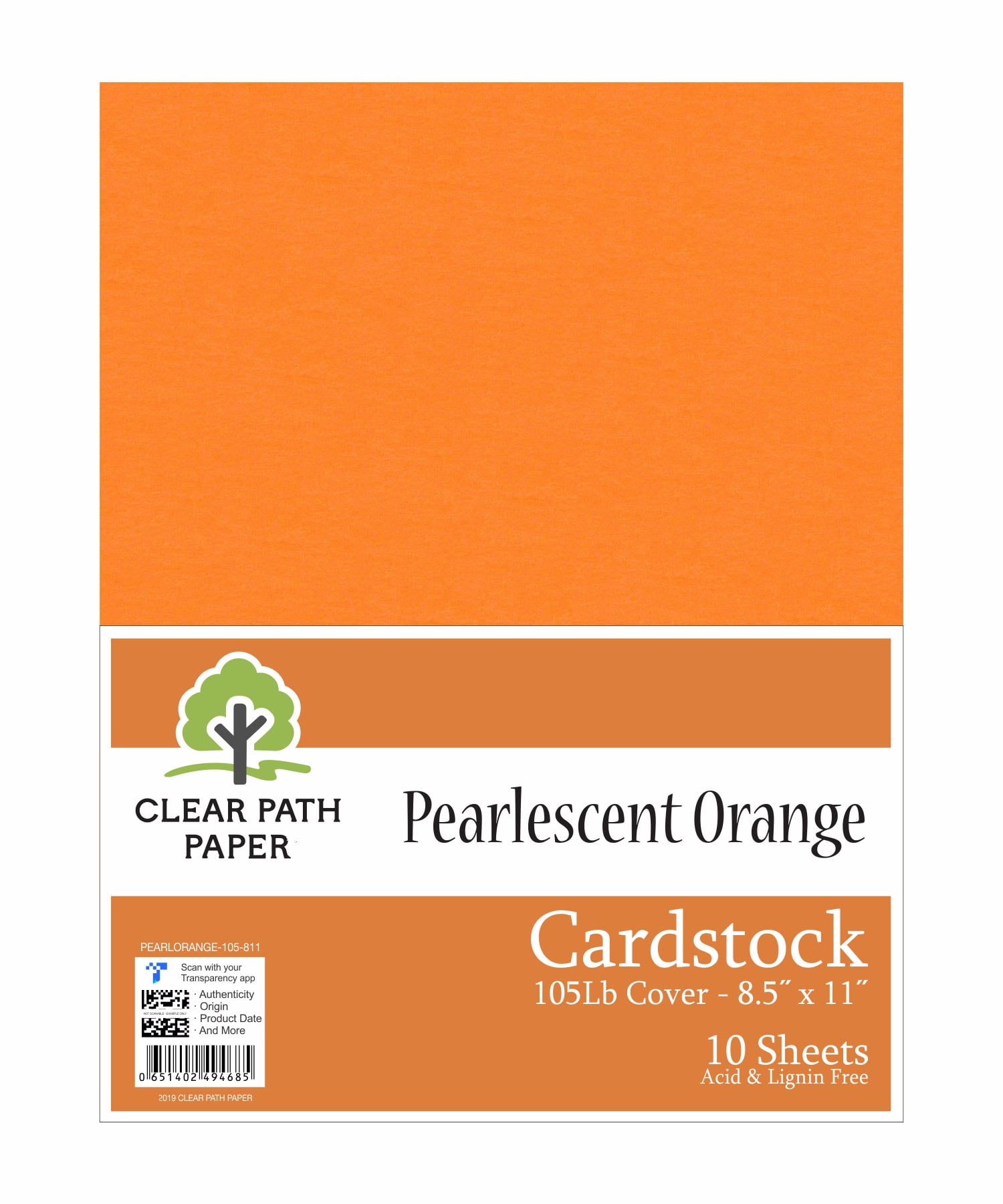 Pearlescent Orange Cardstock - 8.5 x 11 inch - 105Lb Cover - 10 Sheets ...