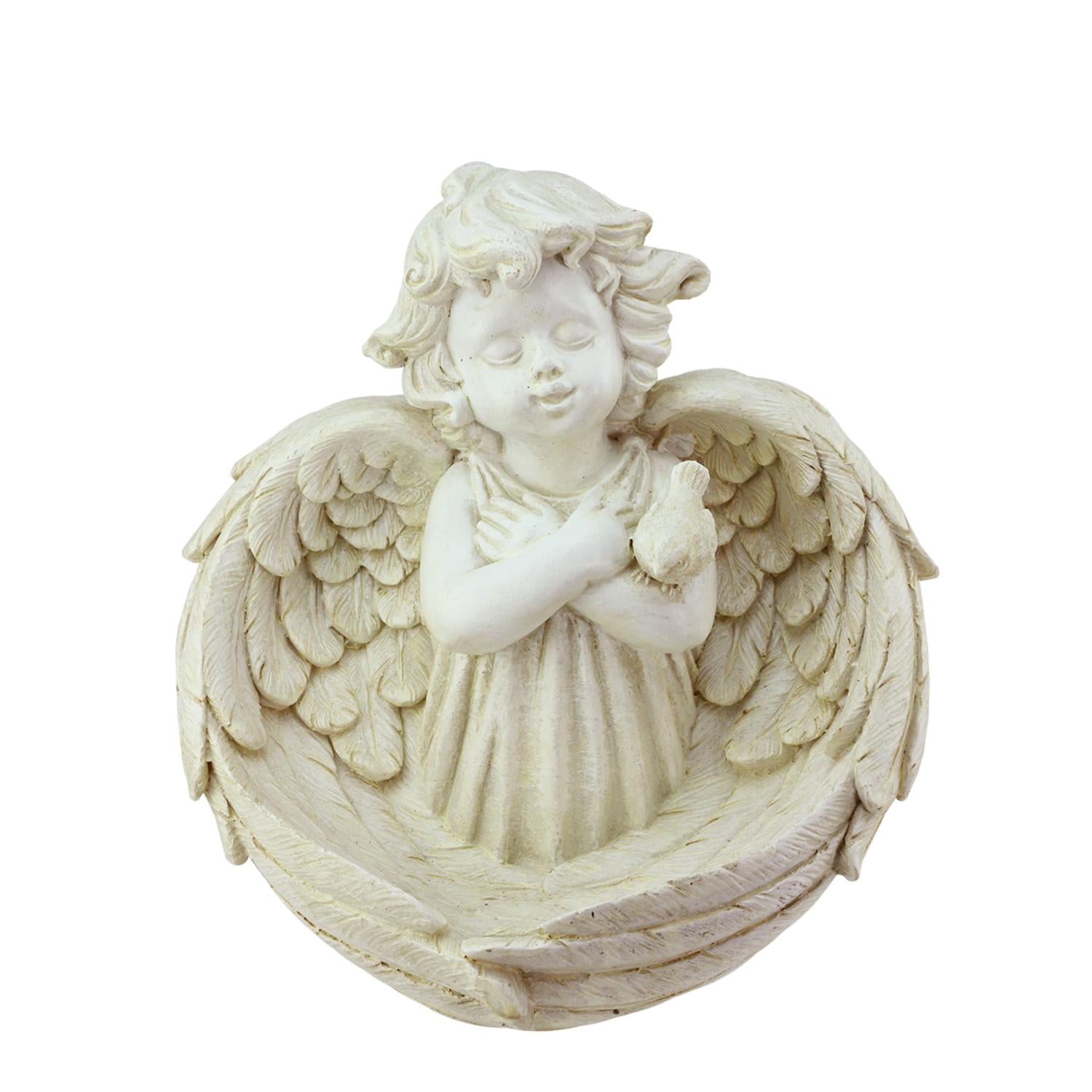 Northlight 9.5" Heavenly Gardens Distressed Ivory Cherub Angel Bird ...
