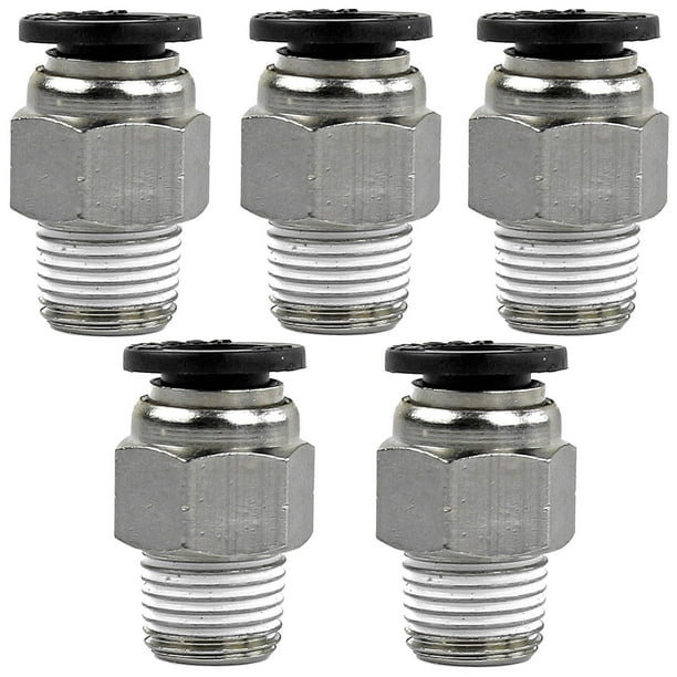 5 Pack 1/8" Male NPT x 1/4 OD Tube Female Push In To Lock Connect ...