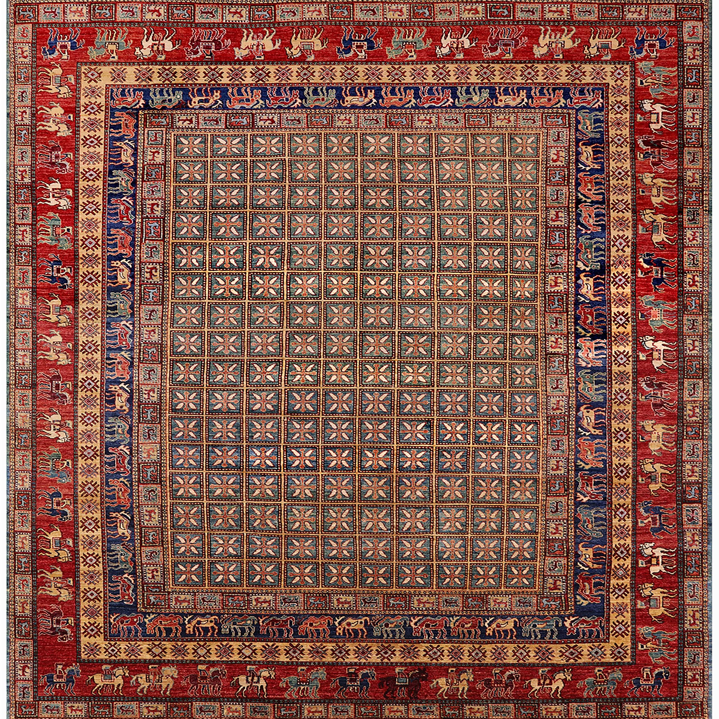 Ahgly Company Indoor Square Mid-Century Modern Orange Brown Oriental ...