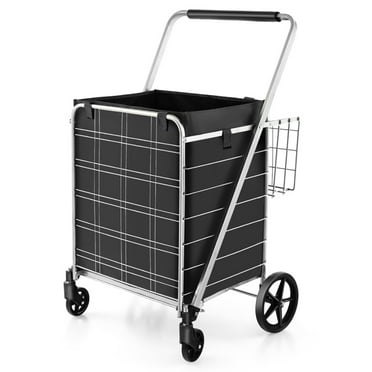 HomGarden Foldable Shopping Cart with Extra Basket & Durable Wheels ...