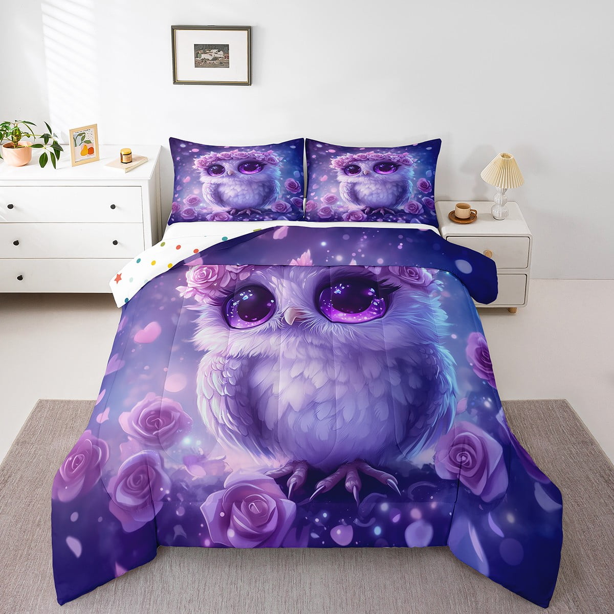 Click here for Yst Purple Owl Twin Comforter Set Cute Bird Beddin... prices