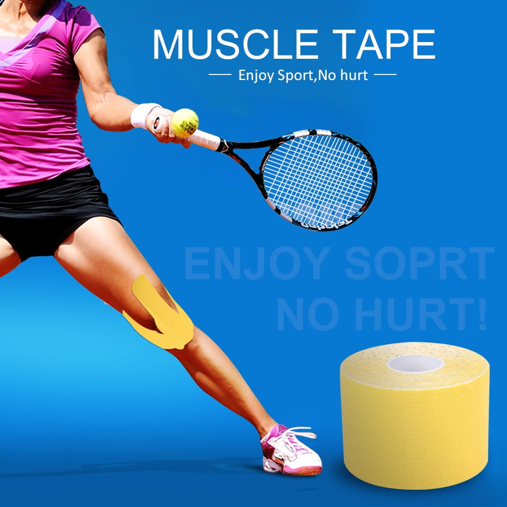 Cinta elástica deportiva amarilla para soporte muscular y alivio de ...