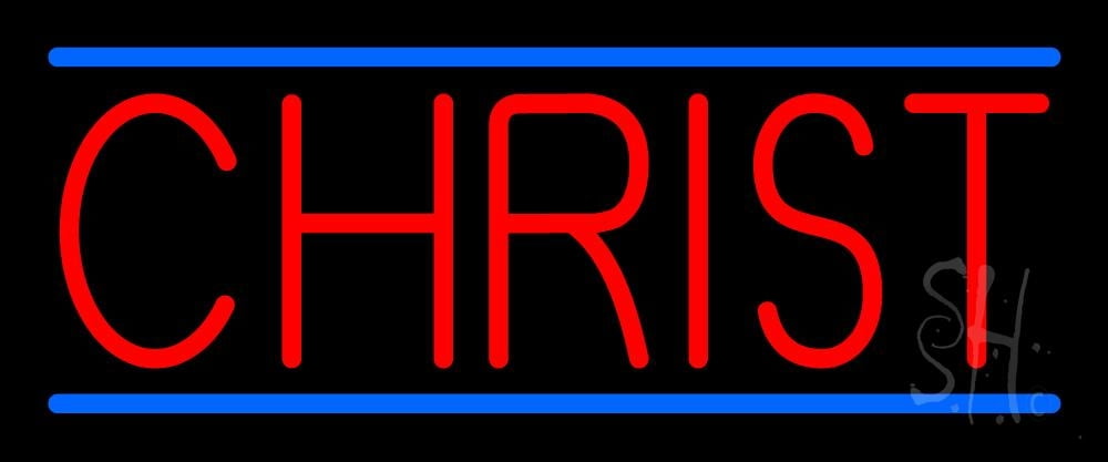 Red Christ With Line LED Neon Sign 10" Tall x 24" Wide - inches Black ...