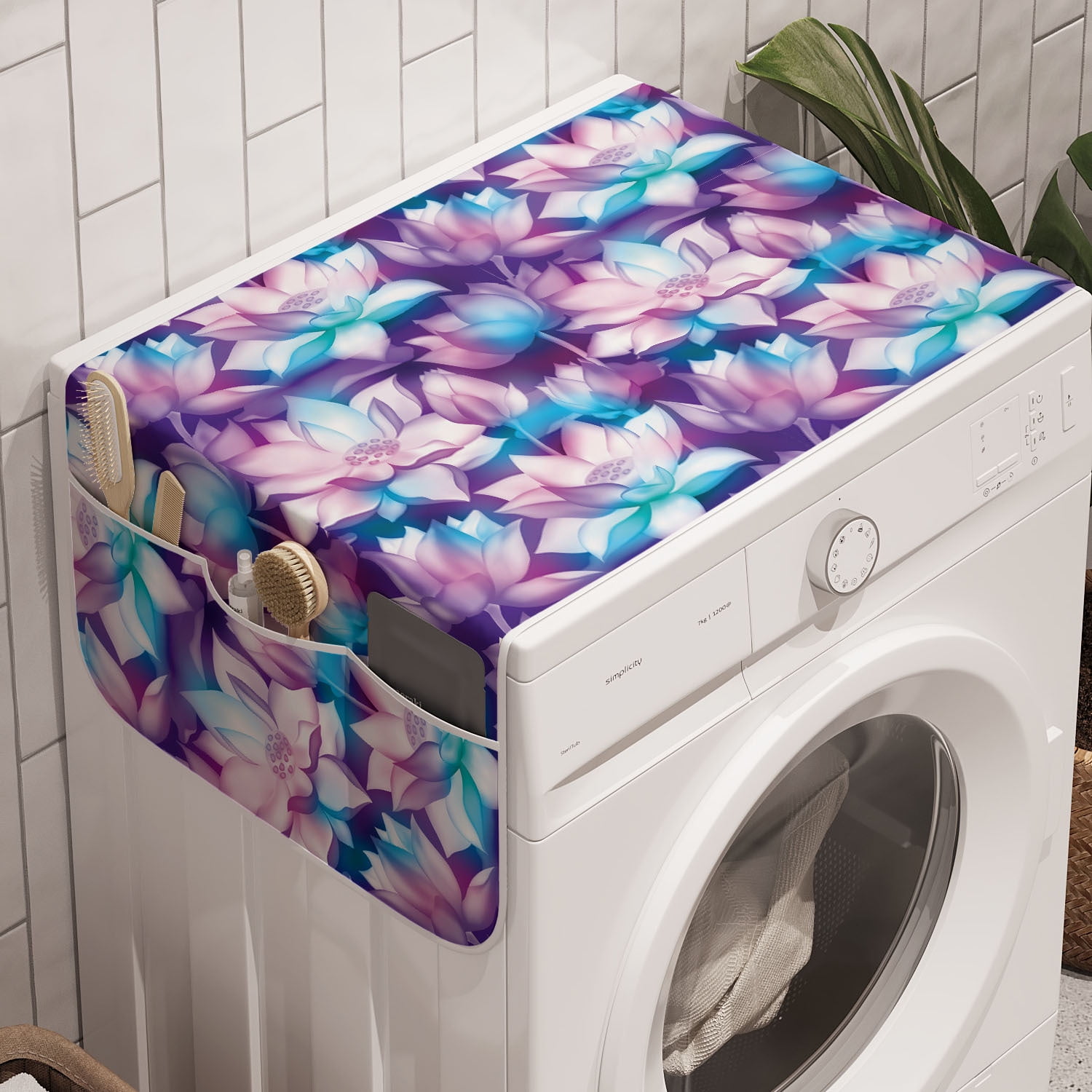 Floral Washing Machine Organizer, Lotus Flower Bouquets Along Buds ...