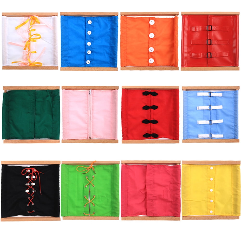 Kids Wooden Montessori Toys Practical Life Buttons Dressing Frame for ...