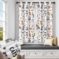 Cat White Pattern Blackout Curtains,Triple Weaved Fabric,Thermal ...