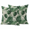 Botanical Jungle Leaves on Linen Waterproof Throw Pillow Covers Set of ...