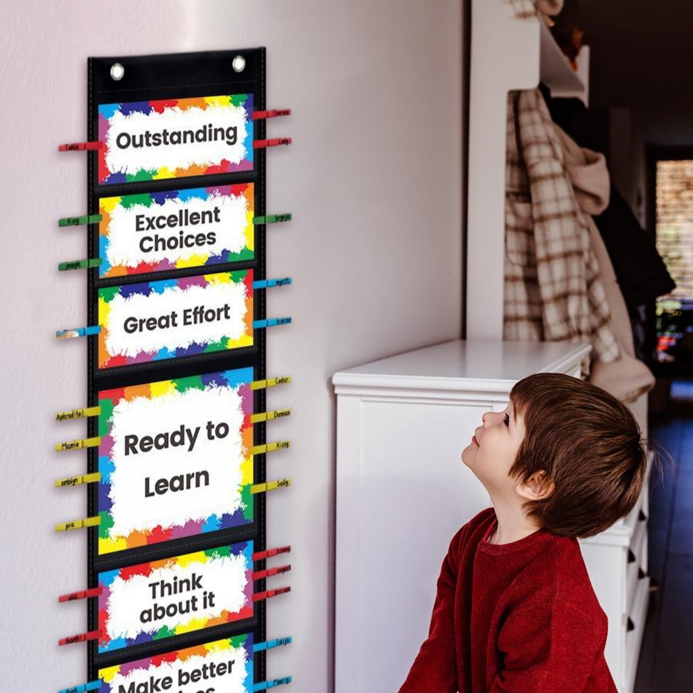 Buy Geruite Student Behavior Pocket Chart Classroom Good Behavior ...