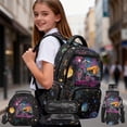 Bulopur 17 Inch 4 PCS Backpack Set Space Tractor Print School Bookbag ...