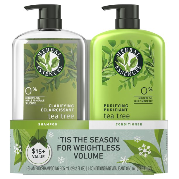Herbal Essences Tea Tree Clarifying & Volumizing Daily Shampoo & Conditioner, Full Size Set, 2 ...
