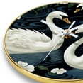 Swans Modern Round Wall Clocks with Printed Design, Hooks and Gold ...