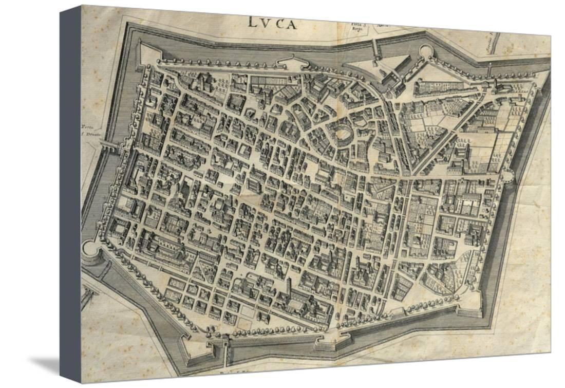 Prints Giclée Art & Collectibles Lucca Italy Map Decor Canvas Print ...