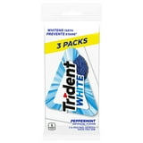 Trident White Sugar Free Gum, Peppermint Flavor, 3 Packs (48 Pieces ...