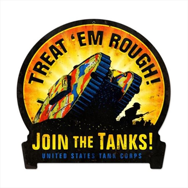 Past Time Signs HM014 Join The Tanks Allied Military Round Banner Metal ...