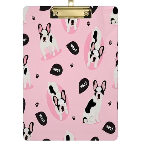 XDDJA Cute French Bulldog Dog Paw Print Pink Clipboard Hardboard Wood ...