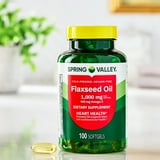 Spring Valley Flaxseed Oil Dietary Supplement Softgels for Heart Health ...