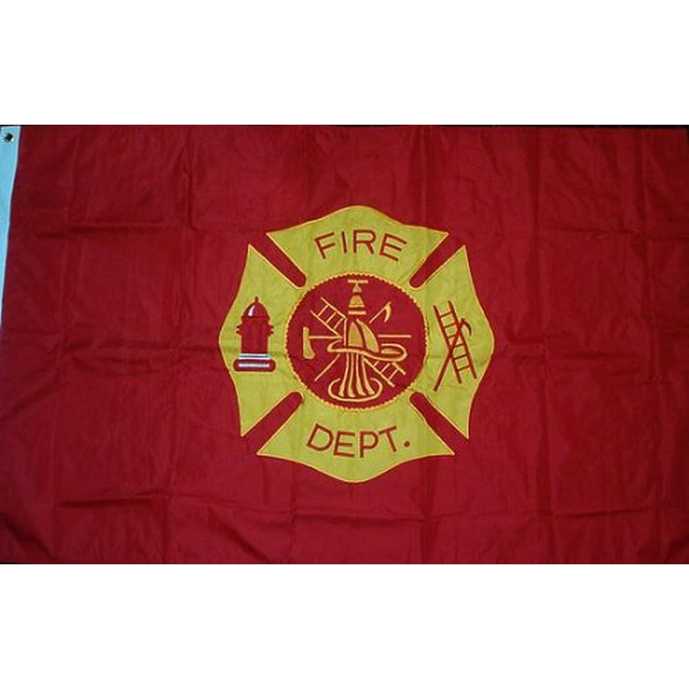 3x5 Fire Department Flag Double Sided Nylon Embroidered Firefighter ...
