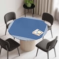 Blue Geometric Round Fitted Tablecloth with Elastic Edge, White Greek ...