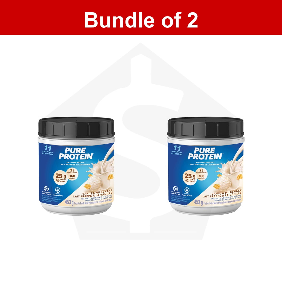 Bundle of 2 - Pure Protein Whey Powder - High Protein (25 g/scoop), Low ...