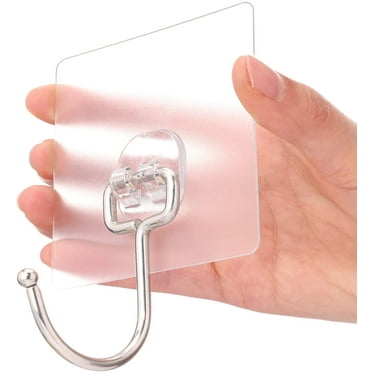 10x Removable Clear Self Adhesive Hooks Wall Sticky Holder Heavy Duty ...