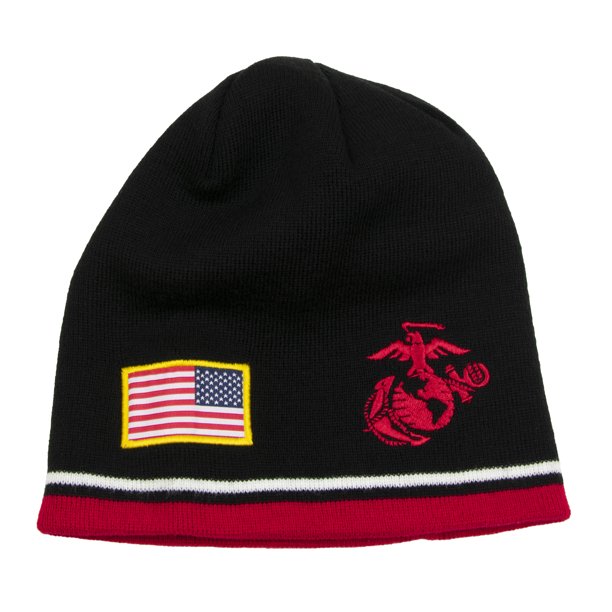 Officially Licensed U.S. Marine Corps Beanie Hat in Black, One Size ...