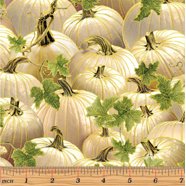45 x 36 Fall Autumn Thanksgiving Fabric Orange and White Pumpkins and ...