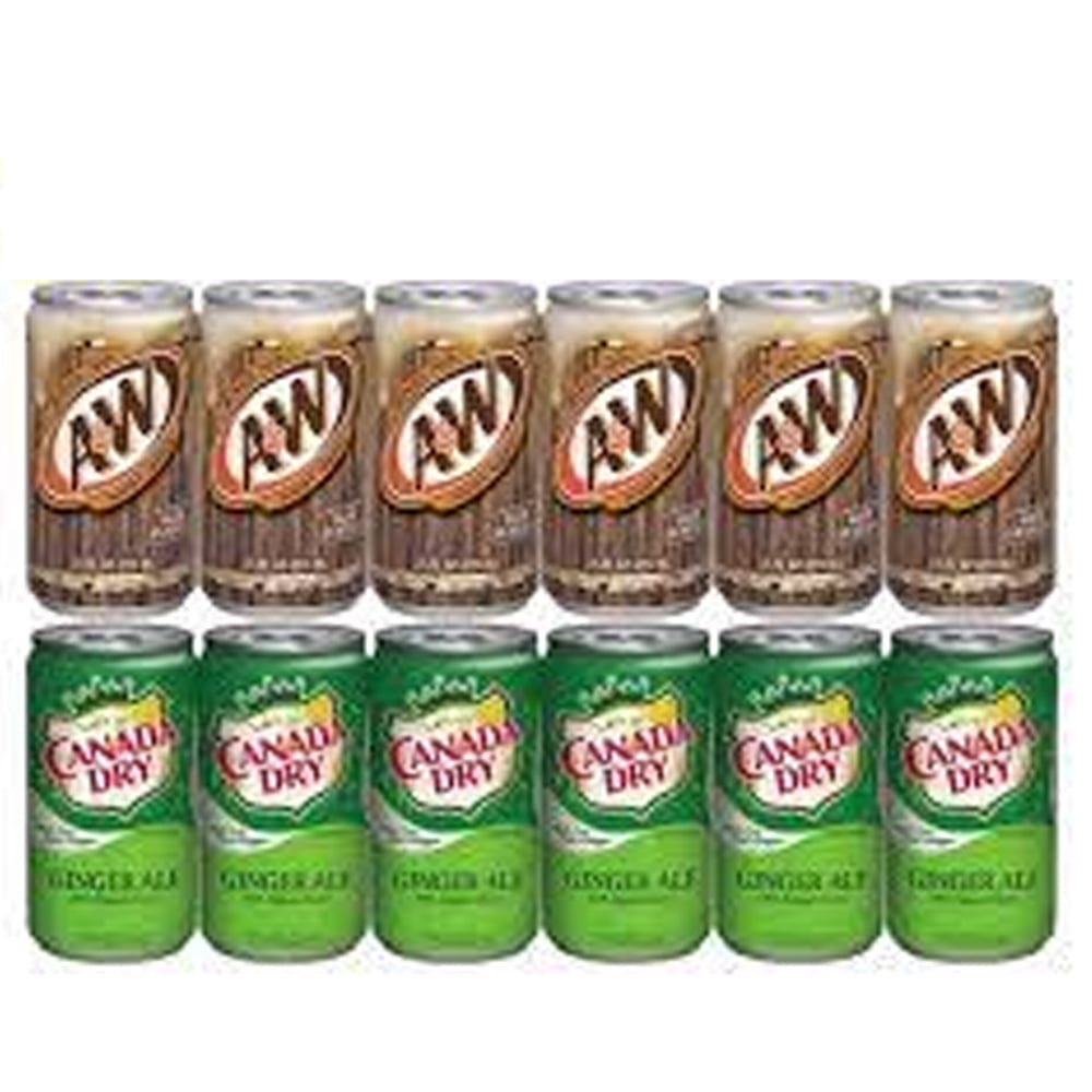 7.5 oz Cans Variety Pack 24, 12 A&W Root Beer, 12 Canada Dry Ginger Ale ...