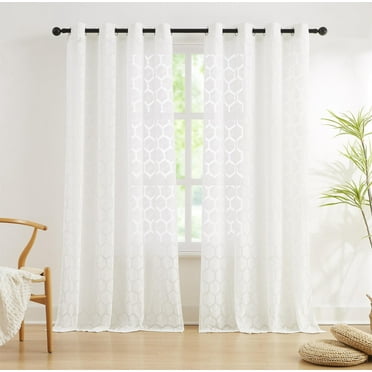 JIUZHEN Grey Sheer Curtains 54 Inches Long - Semi Transparent Light Filtering Grommet Window ...