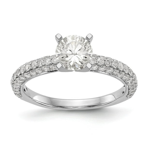 AA Jewels - Solid 14K White Gold Solitaire Diamond Side-Stones with CZ Cubic Zirconia Peg Set ...