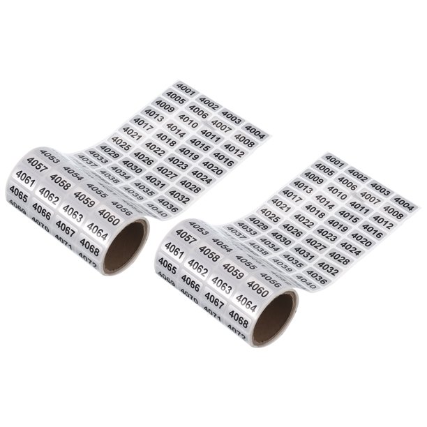 4001 to 5000 Consecutive Number Stickers Inventory Label Black Numbers ...