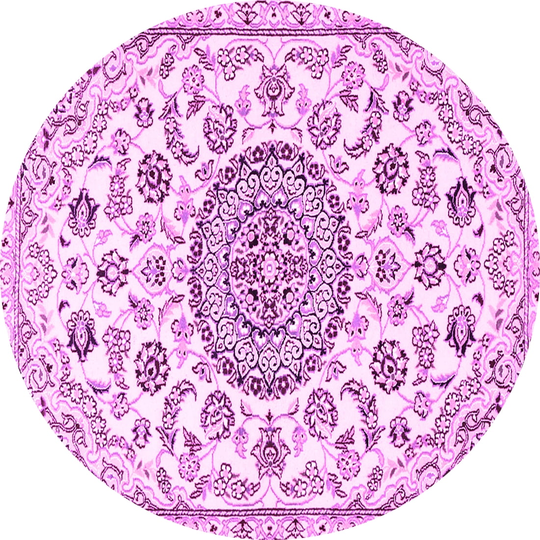 Ahgly Company Indoor Round Medallion Pink Traditional Area Rugs, 5 ...