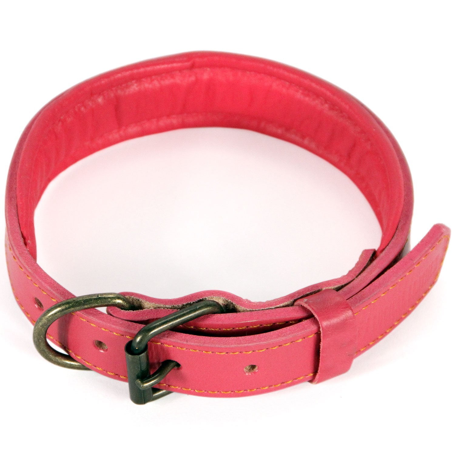 Logical Leather Padded Leather Dog Collar, Pink - M - Walmart.com ...