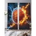 Fire Basketball Sheer Curtains 96 Inch Length 2 Panels Set, Splashing ...